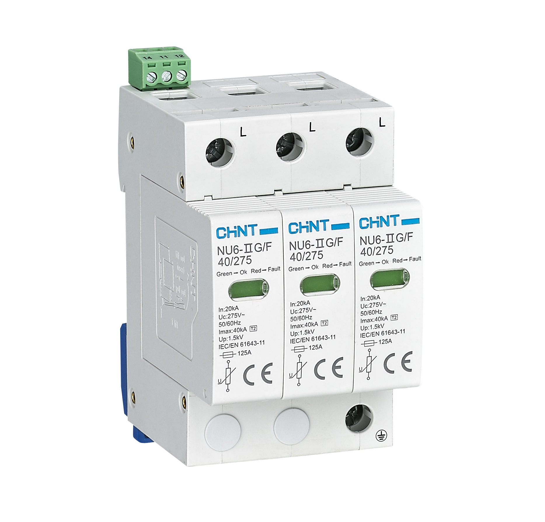 SPD Chống Sét Lan Truyền 3P 40kA 440V Chint - NU6-IIG 40kA/440V 3P