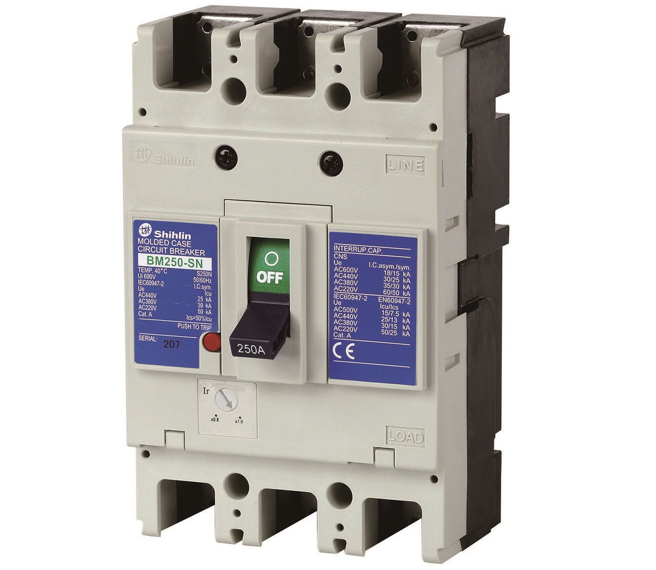 MCCB 2P 200A 30kA Shihlin - BM 250-SN